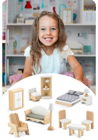 Velký třípatrový dřevěný domeček pro panenky Ricokids RK-878