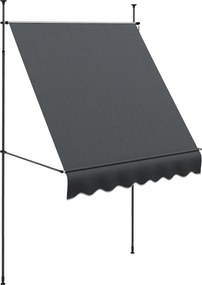 Outsunny Skládací Ruční Markýza 2x1,2m Exteriérová Markýza S Výškovým Nastavením S Kličkou 210-300cm Bez Vrtání UV30+ Ochrana Pro Balkon A Zahradu Tma