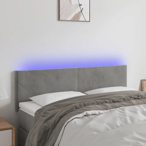 Čelo postele s LED světle šedé 144 x 5 x 78/88 cm samet 3121380