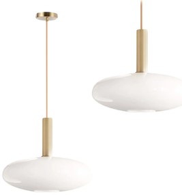Toolight - Skleněná závěsná lampa APP668-1CP, mléčné sklo, zlatá-bílá, OSW-04662