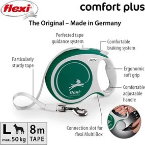 Flexi Comfort Plus L zelená / Vodítko / pásek 8 m / do 50 kg