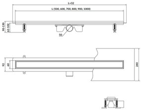 Cersanit Tako, lineární odtokový žlab s oboustranným roštem 80cm, černá, S907-019
