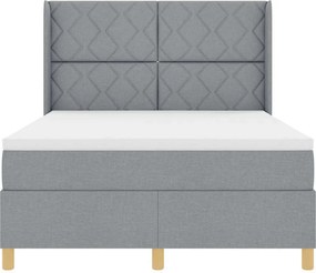 Postel s boxspringem s čelo Světle šedá 160 x 200 cm textil 3341903