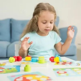 Lucy  Leo Barevná mozaika dřevěná hra s velkými kolíky a předlohami /