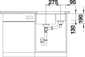 Granitový dřez Blanco SUBLINE 340/160 U InFino perlově šedá dřez vlevo 523551