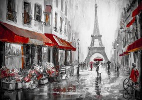 Postershop Fototapeta vliesová: Deštivo u Eiffelovy věže - 254x368 cm
