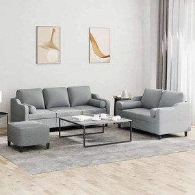 3dílná sedací souprava s polštáři světle šedá textil 3201858