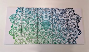 5-dílný obraz modrozelená Mandala - 200x100 cm