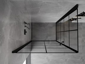 Mexen Mist-B Duo, 2-křídlý ​​výklopný sprchový kout 70 x 80 cm, čiré sklo-černá mřížka, 8A2-070L-080P-70-77