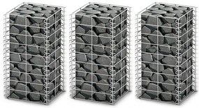 Sada gabionů 3 ks pozinkovaný drát 25 x 25 x 50 cm 141044