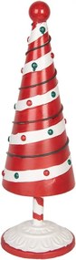 Bílo-červená kovová dekorace vánoční stromek Christmas Tree M - Ø 12*36 cm