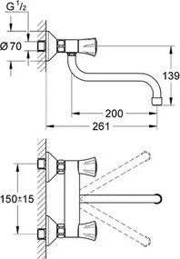 Grohe Costa - Dřezová baterie nástěnná chrom