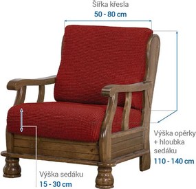 Super strečové potahy NIAGARA cihlová křeslo s dřevěnými rukojeťmi (š. 50 - 80 cm)