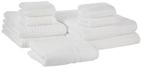 Bílá sada 9 bavlněných ručníků AREORA Beliani
