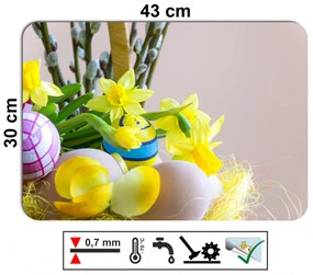 Velikonoční prostírání - 027, Vajíčka s kytkou