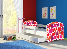 Dětská postel - Sladká srdíčka 2 160x80 cm + šuplík bílá