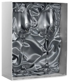 Dekorant svatby Svatební sklenice na bílé víno Romance s kamínky Swarovski v prémiovém saténovém balení 330 ml 2KS