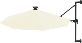 Nástěnný zahradní slunečník s LED 300 cm pískový 312522