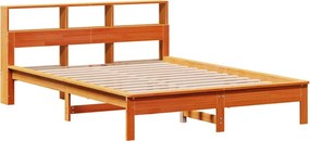 Postel s knihovnou bez matrace hnědá 120x200 cm masiv borovice 3309814