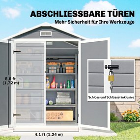 Outsunny Kůlna na Nástroje 2,12 m² 183x134x210 cm Sklad nářadí s Šikmou Střechou Zámkovými Dveřmi Okny Podlahou Odolný Proti Počasí Zahradní Dům Venk…