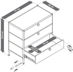 Tchibo - Kovová komoda »Cn3« se 3 zásuvkami - barva: šedá