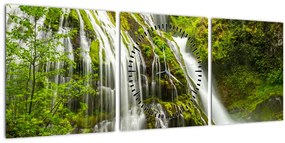 Obraz - Vodopád, Wind River Valley (s hodinami) (90x30 cm)