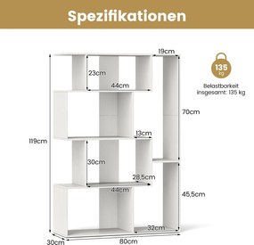 Costway Otevřená geometrická police na knihy 6-Cube Velká police na knihy