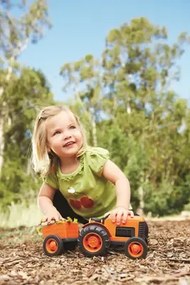 Green Toys Traktor s vlečkou oranžová / od 12 měsíců