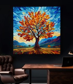 Obraz na plátně - Strom života podzim na obzoru FeelHappy.cz Velikost obrazu: 120 x 120 cm
