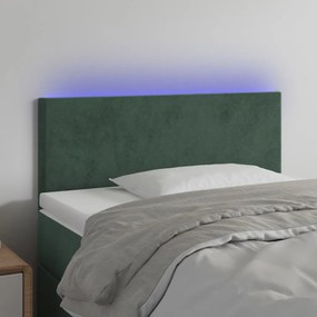 Čelo postele s LED tmavě zelené 100x5x78/88 cm samet 3121377