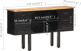 vidaXL Příborník 110 x 30 x 65 cm masivní hrubý mangovník a ocel [321571]