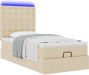 Osmanská postel s matrací &amp; LEDs krémová 90x200 cm látka 3314146