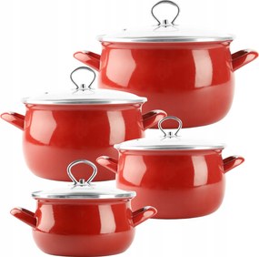 Sada červených smaltovaných hrnců Helena 1,9 3 4L 5,5L Indukce