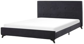 Čalouněná černá postel 160x200 cm AMBASSADOR Beliani