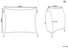 Sada 2 sametových polštářů s geometrickým vzorem 30 x 50 cm černobílá SCHEFFLERA Beliani