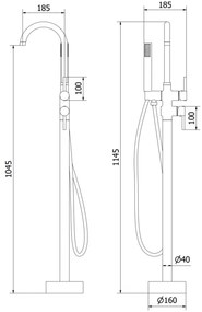 Mexen Alma Volnostojící vanová baterie, Černá, 75033-70