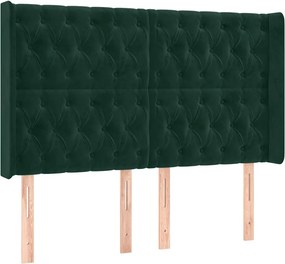 Box spring postel s matrací a LED tmavě zelená 160x200 cm samet 3139754