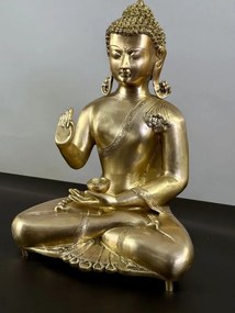 Kovová soška Buddha 49 cm (15 kg) – odlitek z Radžastánu, Indie