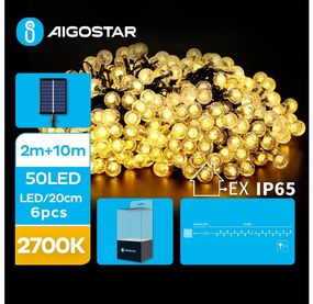 Aigostar B.V. | Aigostar - LED Solární dekorační řetěz 50xLED/8 funkcí 12m IP65 teplá bílá | AI0429