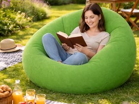 Verk Group Nafukací sedák velourové křeslo lehké měkké pohodlné relaxace