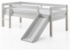 Bílá dětská vyvýšená postel se skluzavkou Vipack Pino, 90 x 200 cm