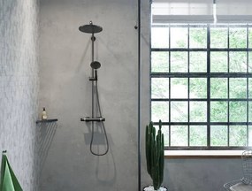 Hansgrohe Croma Select S, Showerpipe 280 1jet EcoSmart 9 l/min s termostatem a ruční sprchou Raindance Select S 120 3jet, kartáčovaný černý chrom, HAN-26891340