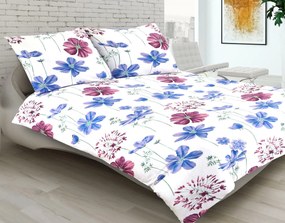 Matex Saténové povlečení 220x200 polní květiny bílá modrá fialová 11A Premium