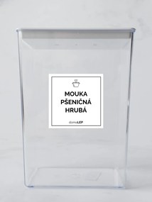 MOUKA PŠENIČNÁ HRUBÁ - omyvatelná samolepka na dózu, výběr rozměrů Ø 5 cm / 5 x 5 cm / 6 x 8 cm | DomaLEP