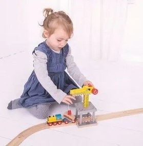 Bigjigs Rail Velký jeřáb žlutý / od 3 let