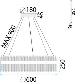 Toolight Toolight, LED křišťálové stropní svítidlo 60cm, APP1515-CP60, zlatá matná, OSW-03263