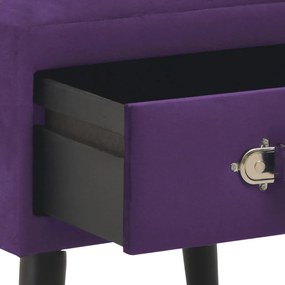 Noční stolek - tmavě fialový - samet | 40x35x40 cm