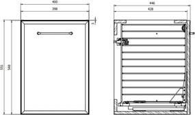 Cersanit S1022-010-Závěs. koup. skříňka s košem na prádlo MILLE 40x45 cm mintová
