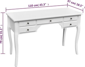 vidaXL Psací stůl ve francouzském stylu se prohnutými nohami a 5 zásuvkami [241734]