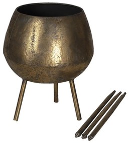 Zlatý kovový stolek Koenraad na květiny s patinou – 24x69 cm